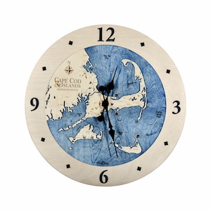 Cape Cod Wood Map Wall Clock, Cape Cod Gifts, Coastal Wall Decor, Large ...