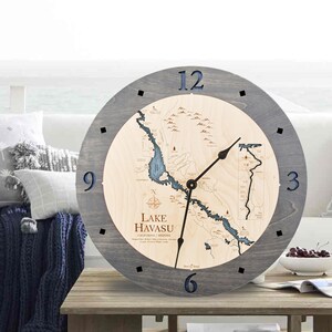 Lake Havasu Nautical Map Wall Clock, Large 3D Wood Chart Wall Clock ...