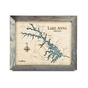 Lake Anna 3D Nautical Wood Map Wall Art, Carved Water Depth Chart ...