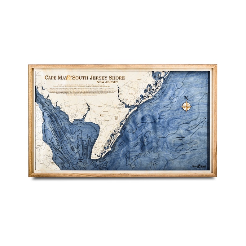 Cape May & South Jersey Shore Nautical 3D Wood Map Wall Art - Etsy
