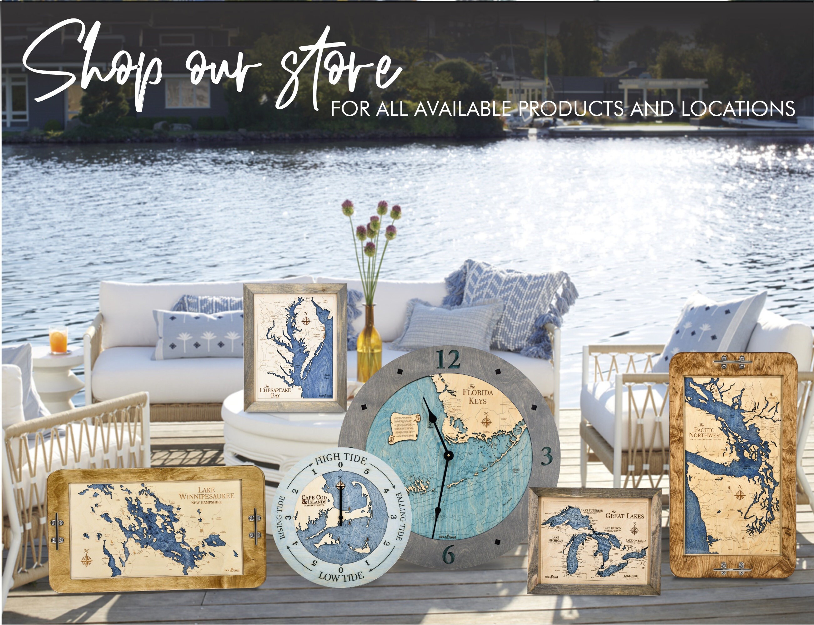 Lake Winnipesaukee 3D Wood Map Wall Clock, Nautical Décor Wall Clock ...