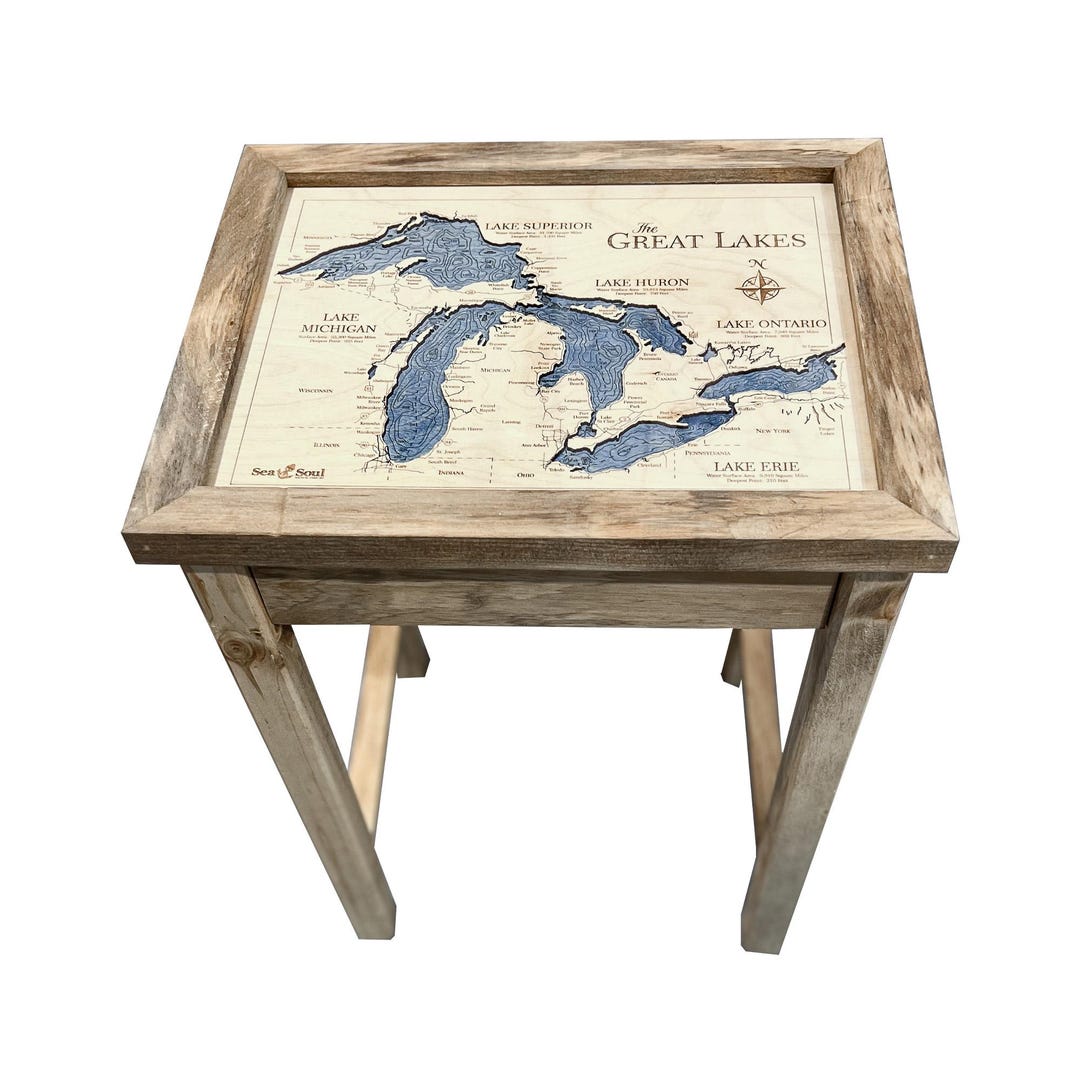 Great Lakes Accent Table, Coastal Decor, Home Decor, Nautical End Table ...