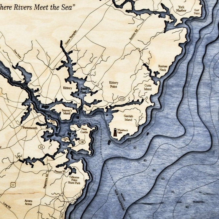 Great Bay 3D Wood Map Wall Art Nautical Chart Wood Wall Art | Etsy