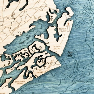 Beaufort & the Sea Islands Wood Map Wall Art, South Carolina Water ...