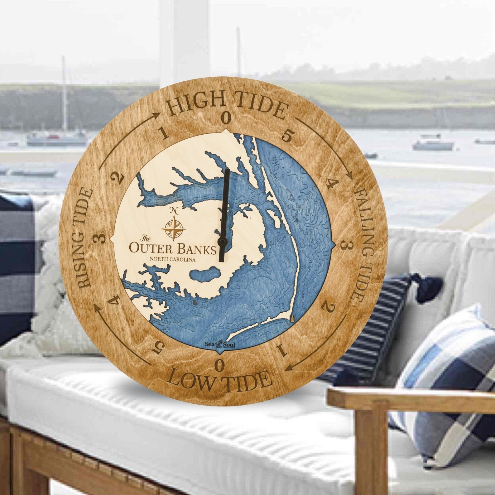 Outer Banks 3D Wood Map Tide Clock, Coastal Home Decor, OBX Nautical ...