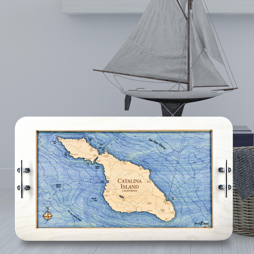 Catalina Island Nautical Wood Map Serving Tray: Coastal Wall Art - Etsy