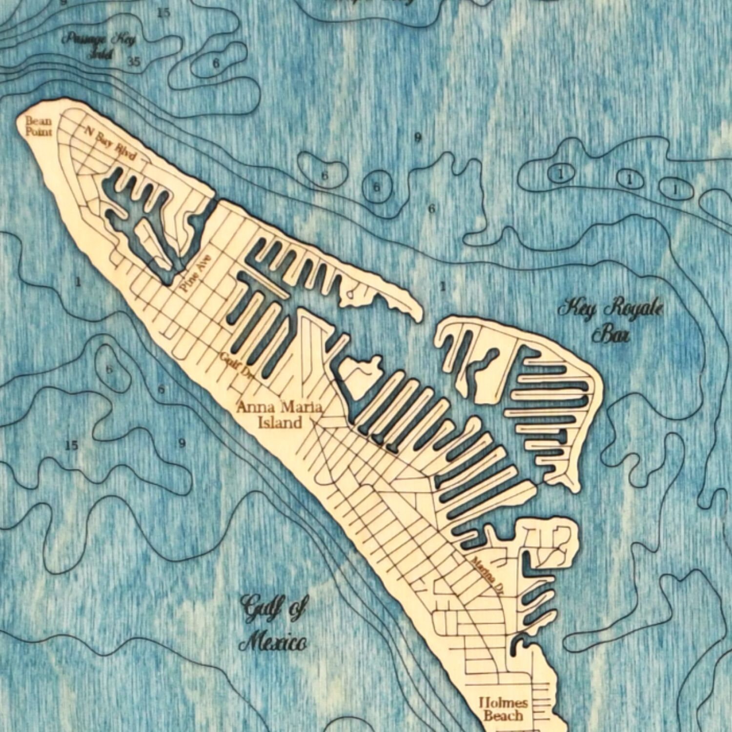 Anna Maria Island Nautical Chart Wall Art, 3D Wood Map, Topographic ...