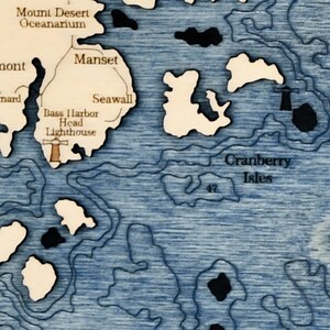Bar Harbor 3D Wood Map Wall Art , Nautical Chart Wall Decor, Laser ...