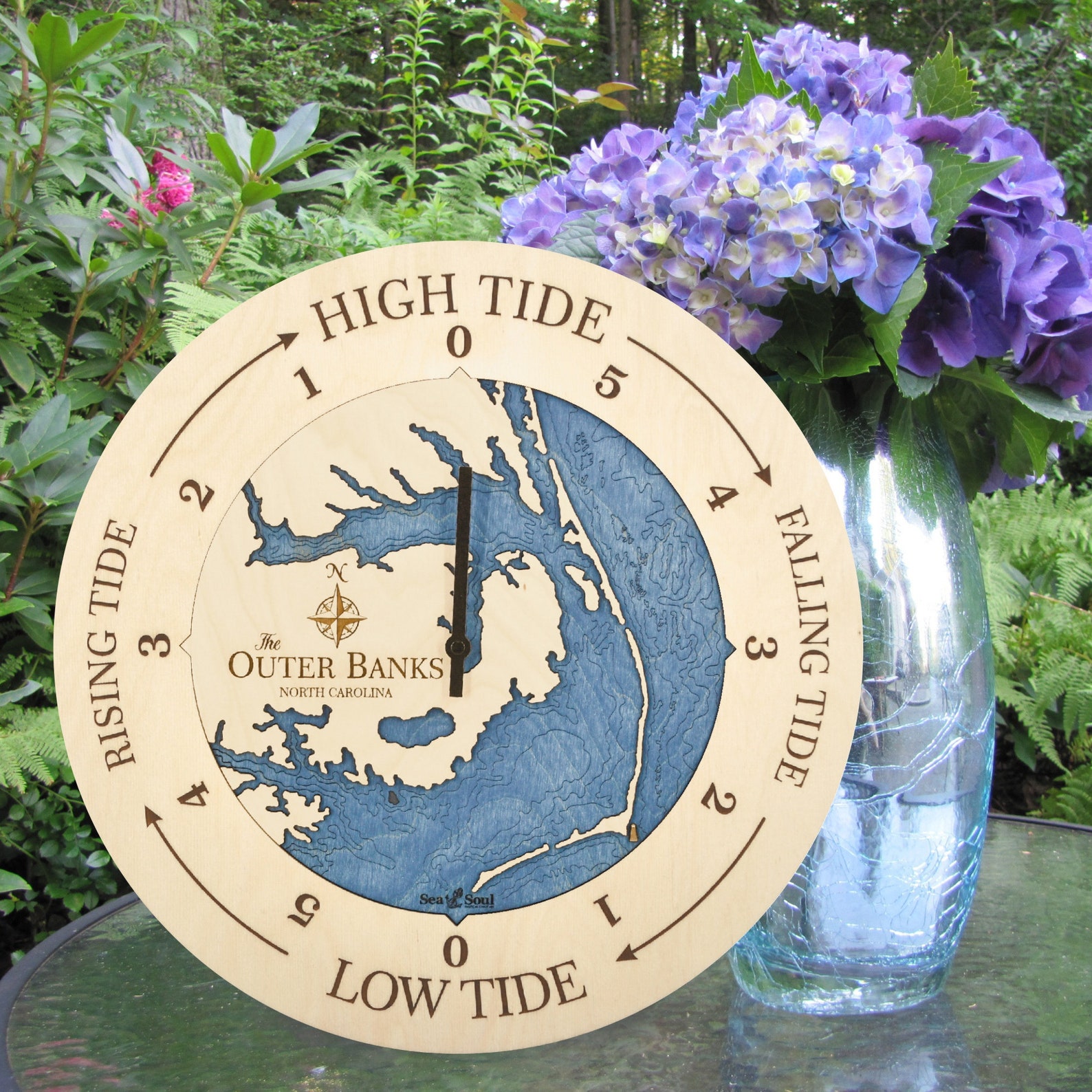 Outer Banks 3D Wood Map Tide Clock, Coastal Home Decor, OBX Nautical ...