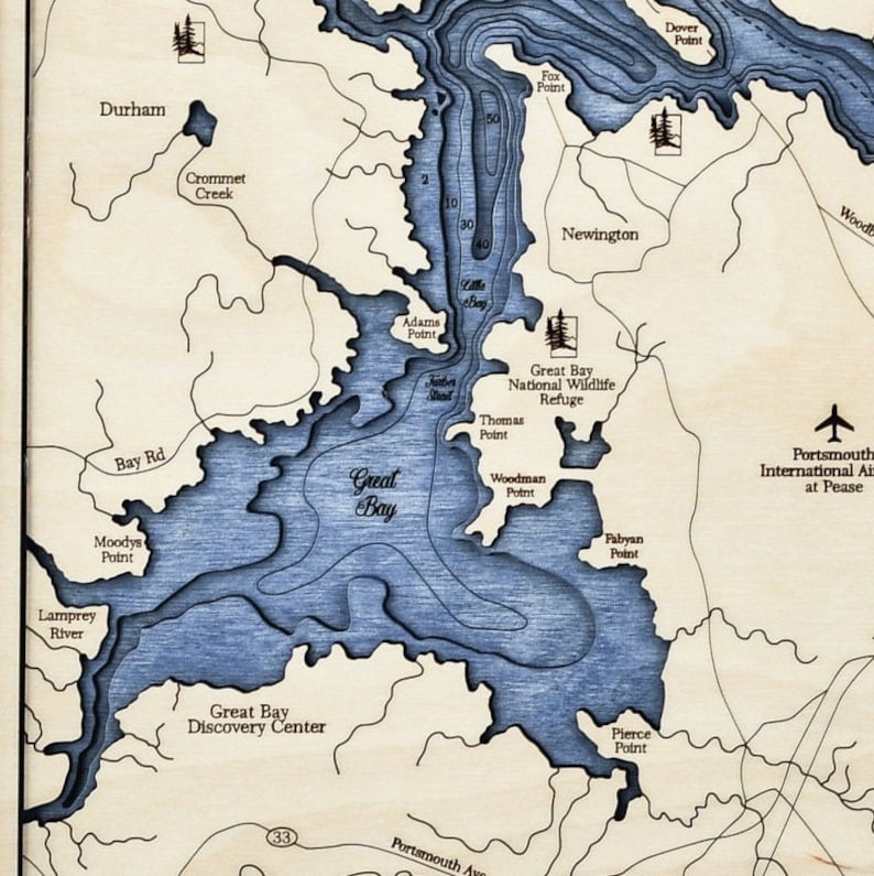 Great Bay 3D Wood Map Wall Art, Nautical Chart Wood Wall Art, Fisherman ...