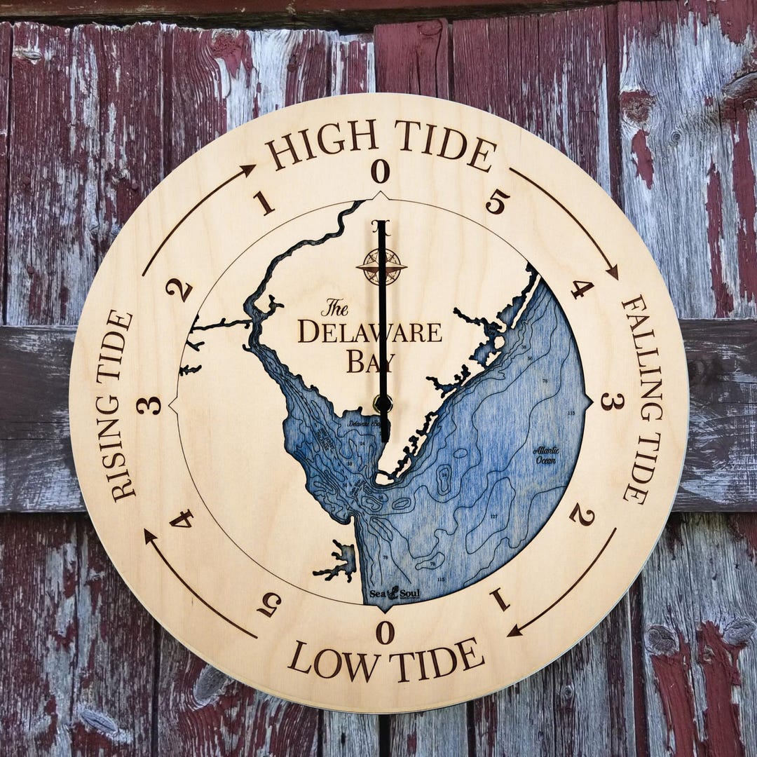 Delaware Nautical Tide Clocks, 3D Wood Map East Coast Tide Clock ...