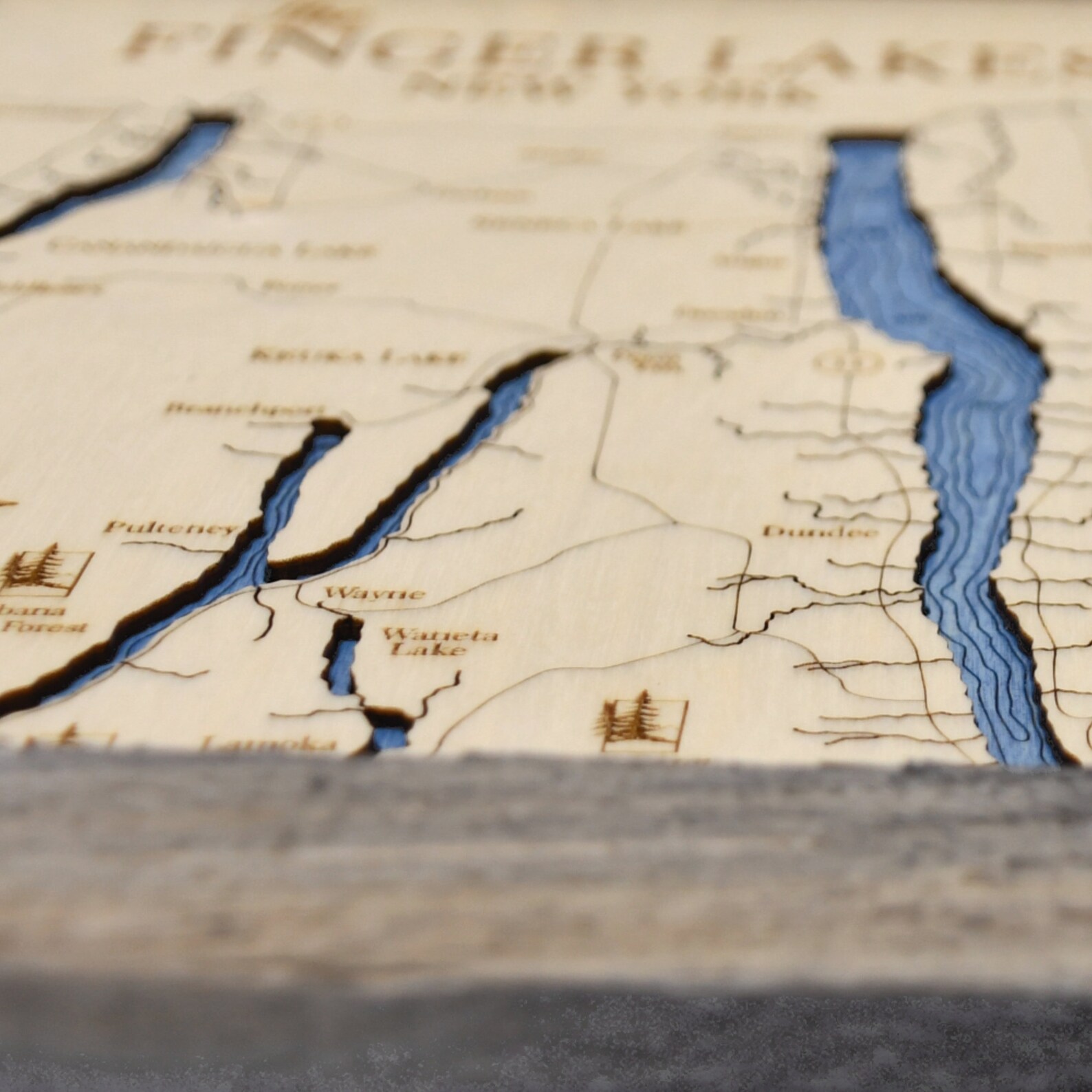 Finger Lakes 3D Nautical Wood Map Wall Art, 2-sizes, Nautical Chart ...