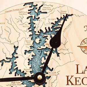 Lake Keowee 3D Nautical Map Wall Clock, Large Wood Lake Art Wall Clock ...