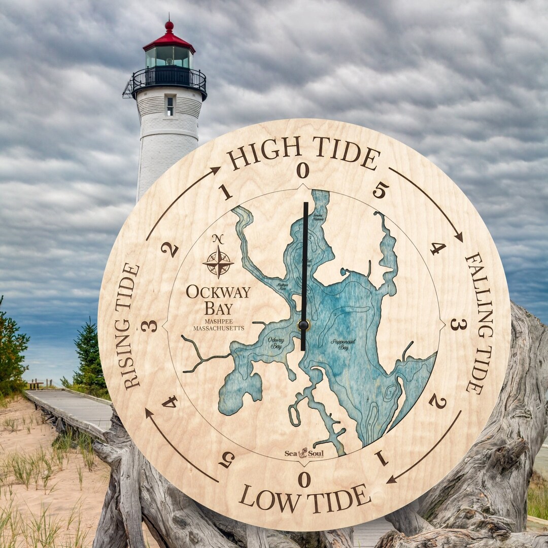 Massachusetts 3D Wood Map Tide Clock, Boston Nautical Chart Tide Clock ...