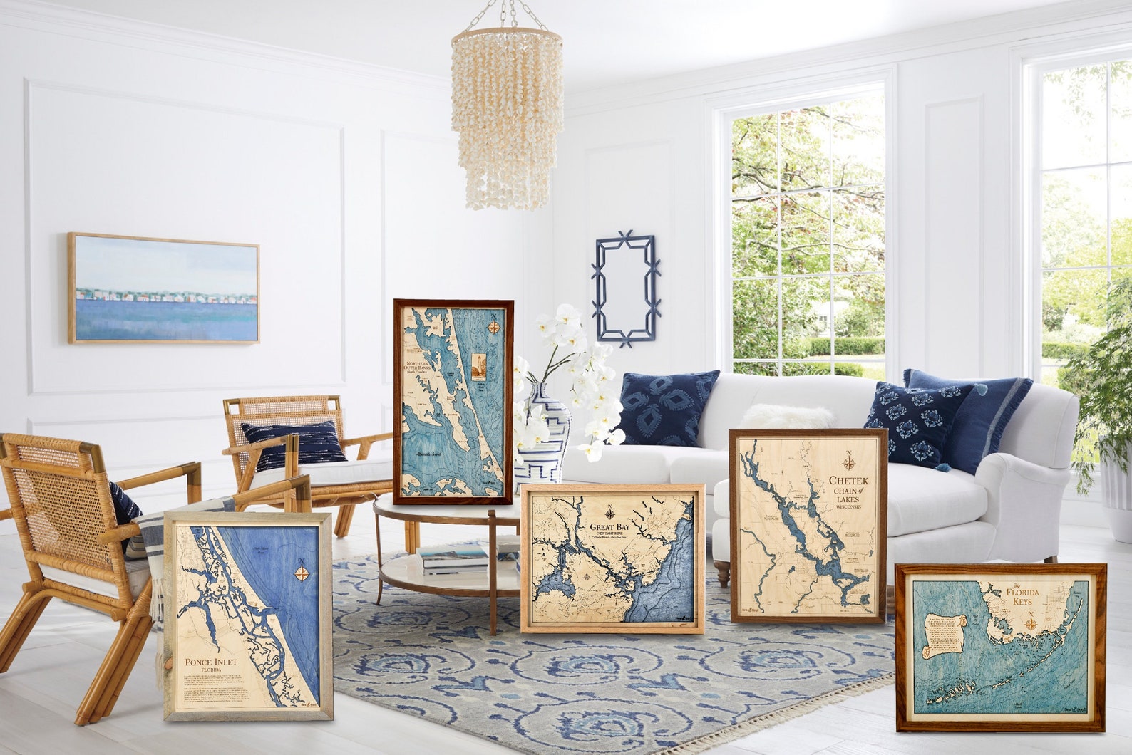Great Bay 3D Wood Map Wall Art, Nautical Chart Wood Wall Art, Fisherman ...