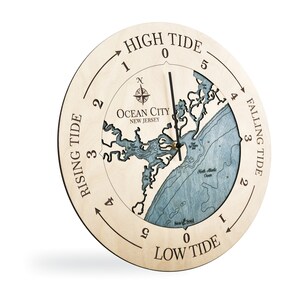 New Jersey Tide Clock, Jersey Shore Tide Clock, Nautical 3D Wood Map ...