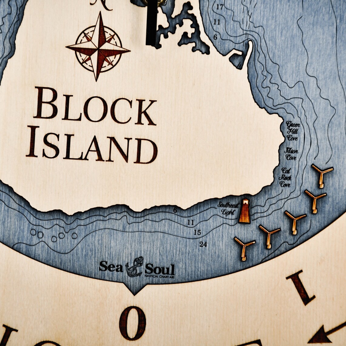 Block Island Nautical Chart High Tide Clock 3D Wood Map Tide - Etsy