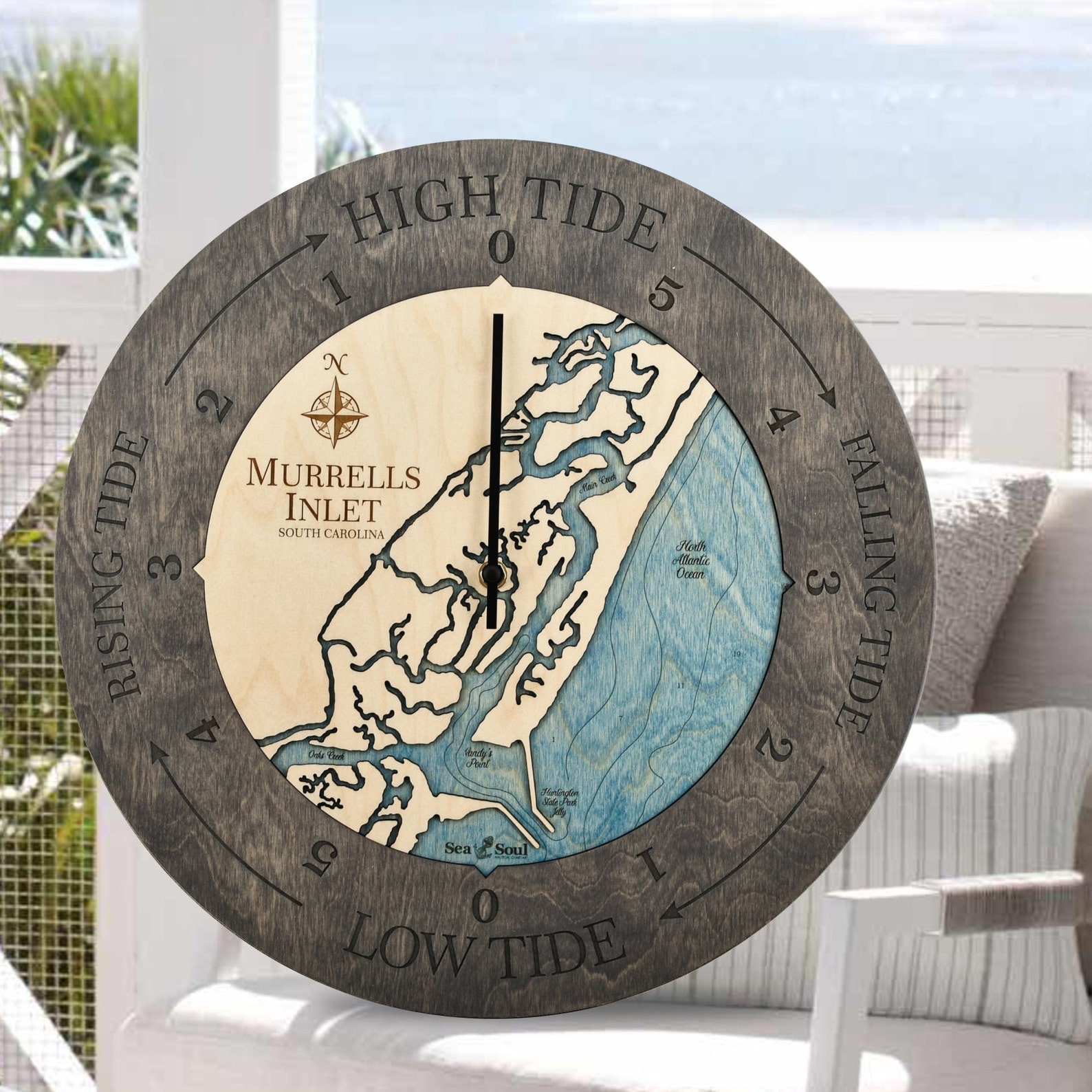 Coastal 3D Wood Map Tide Clock East Coast Nautical Chart Tide - Etsy