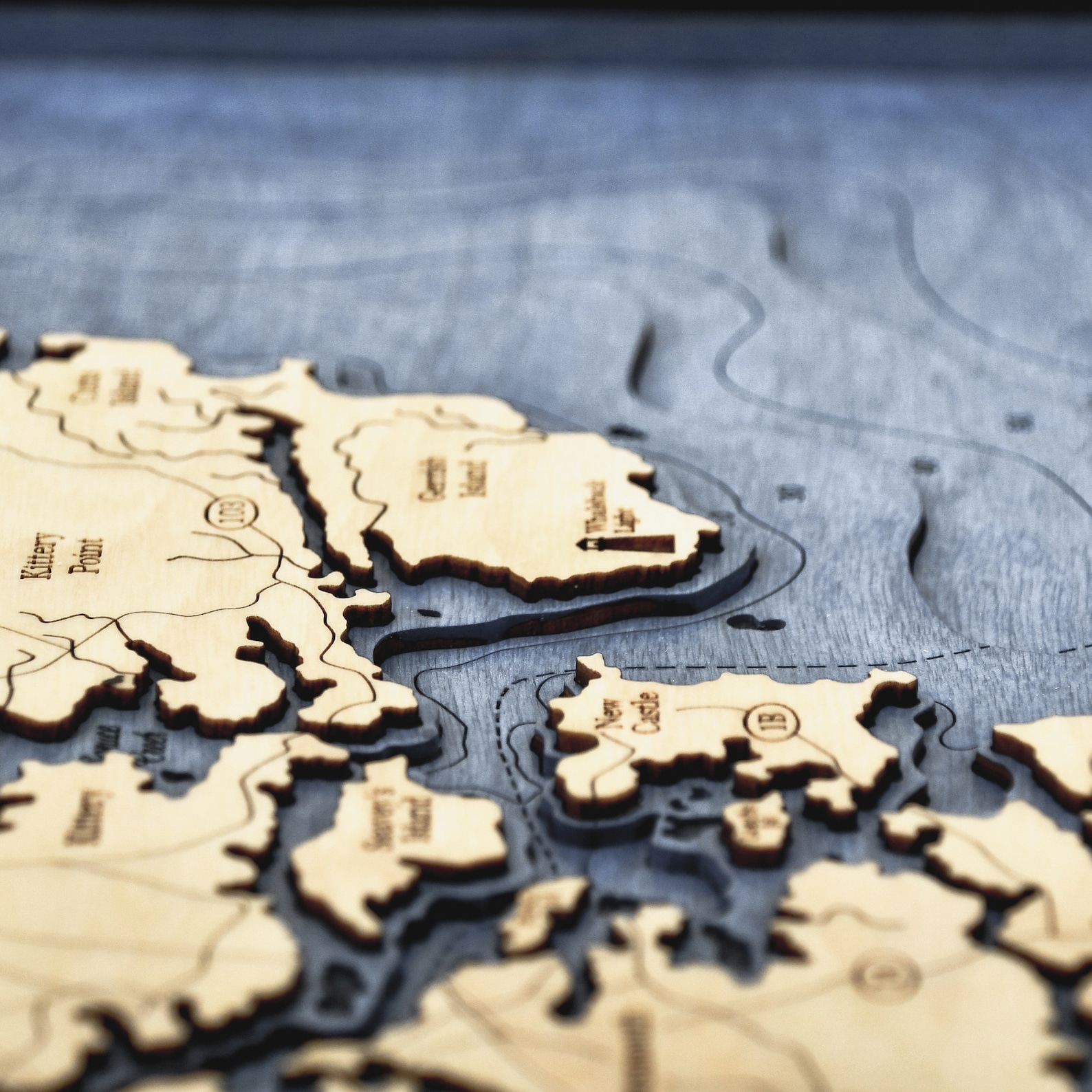 Great Bay 3D Wood Map Wall Art, Nautical Chart Wood Wall Art, Fisherman ...