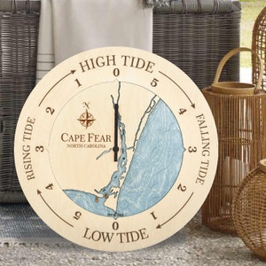 North Carolina Tide Clock, 2 Sizes, Beaufort, OBX, Sunset Beach, Topsail Beach, Home Gifts, Gift ...