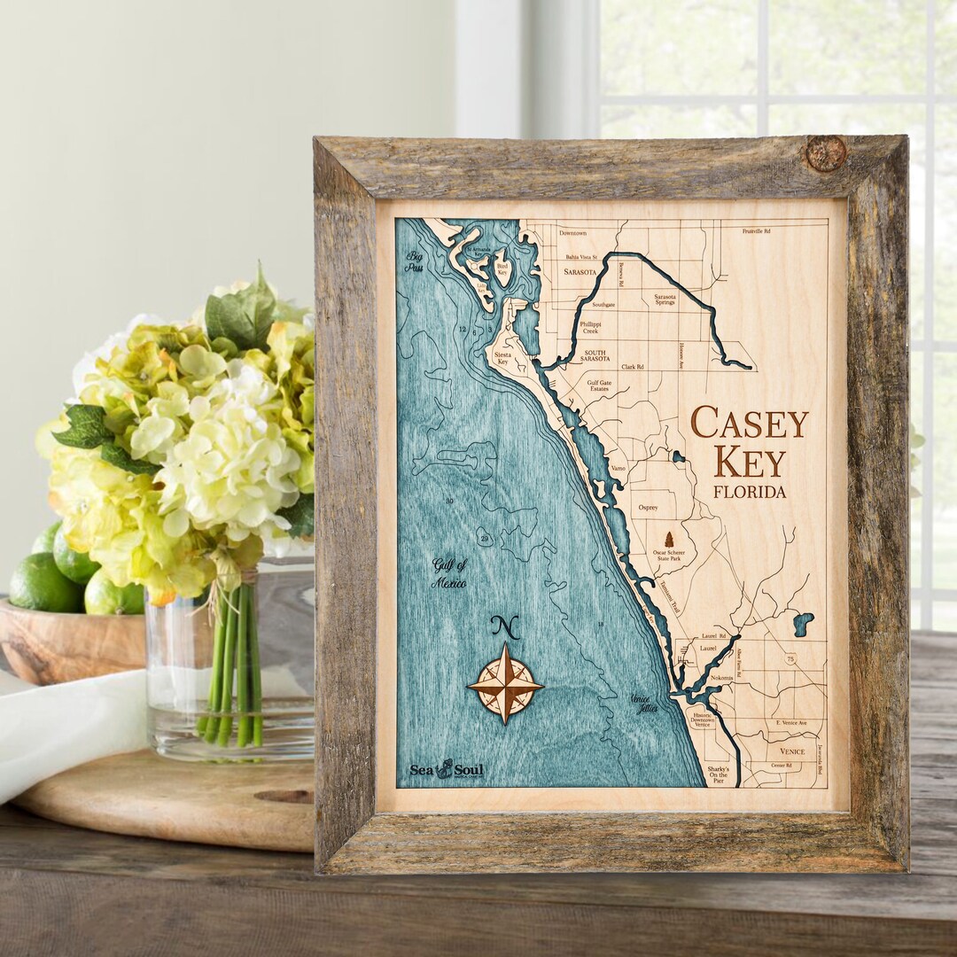 Coastal Florida Nautical Depth Map Wall Art, Coastal 3D Wood Map ...