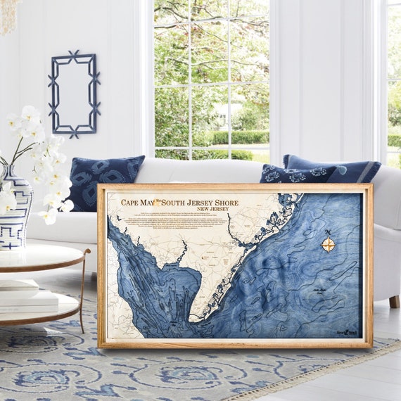 Cape May & South Jersey Shore Nautical 3D Wood Map Wall Art - Etsy