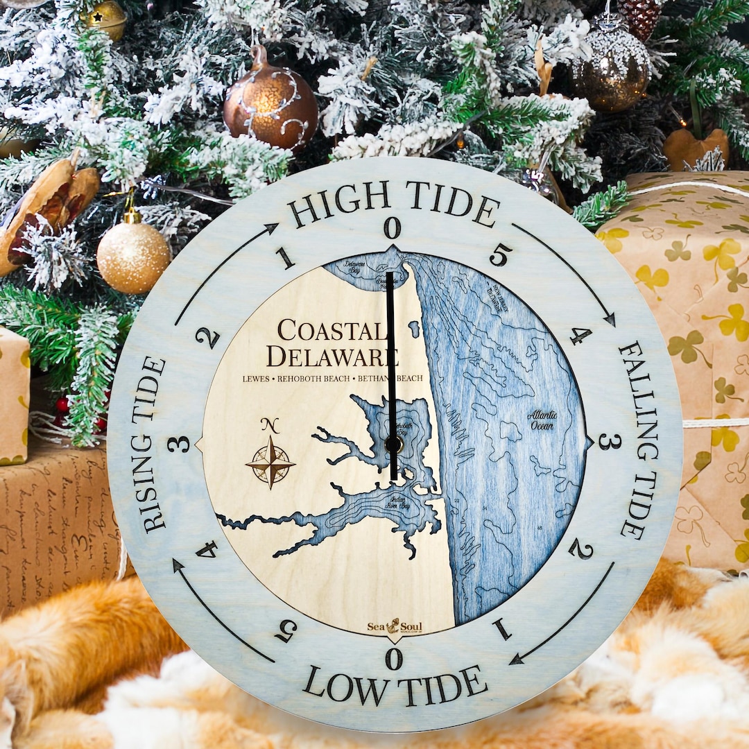 Delaware Nautical Tide Clocks, 3D Wood Map East Coast Tide Clock ...
