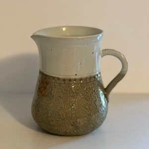 Green and White Victorian Stoneware Pitcher W/texture - Etsy
