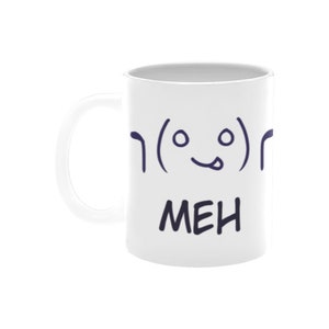 Funny Emoji Meh Coffee Mug, Quirky Coffee Cup, Design for Kids, Simple ...