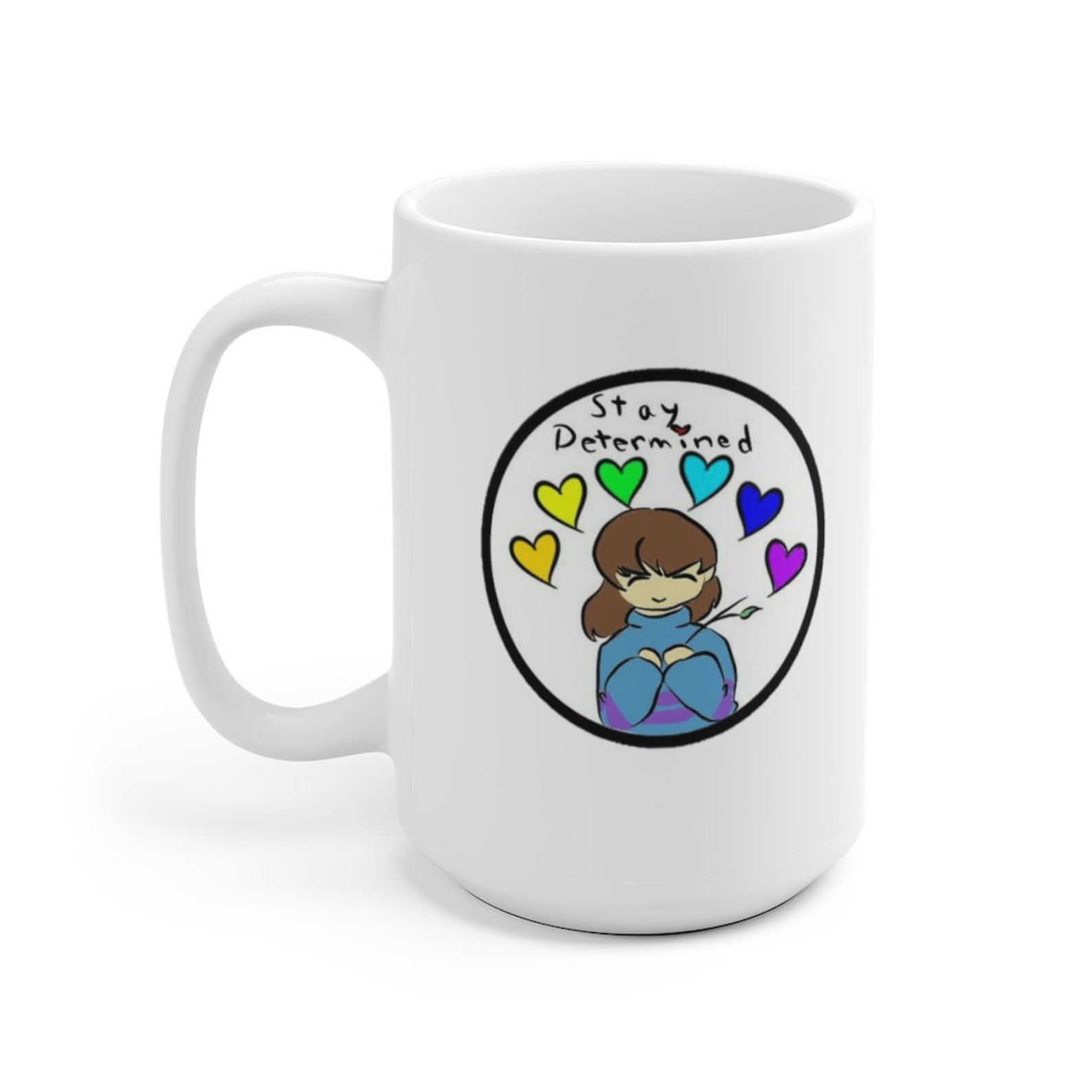 White Stay Determined Chibi Mug Undertale Inspired Frisk | Etsy