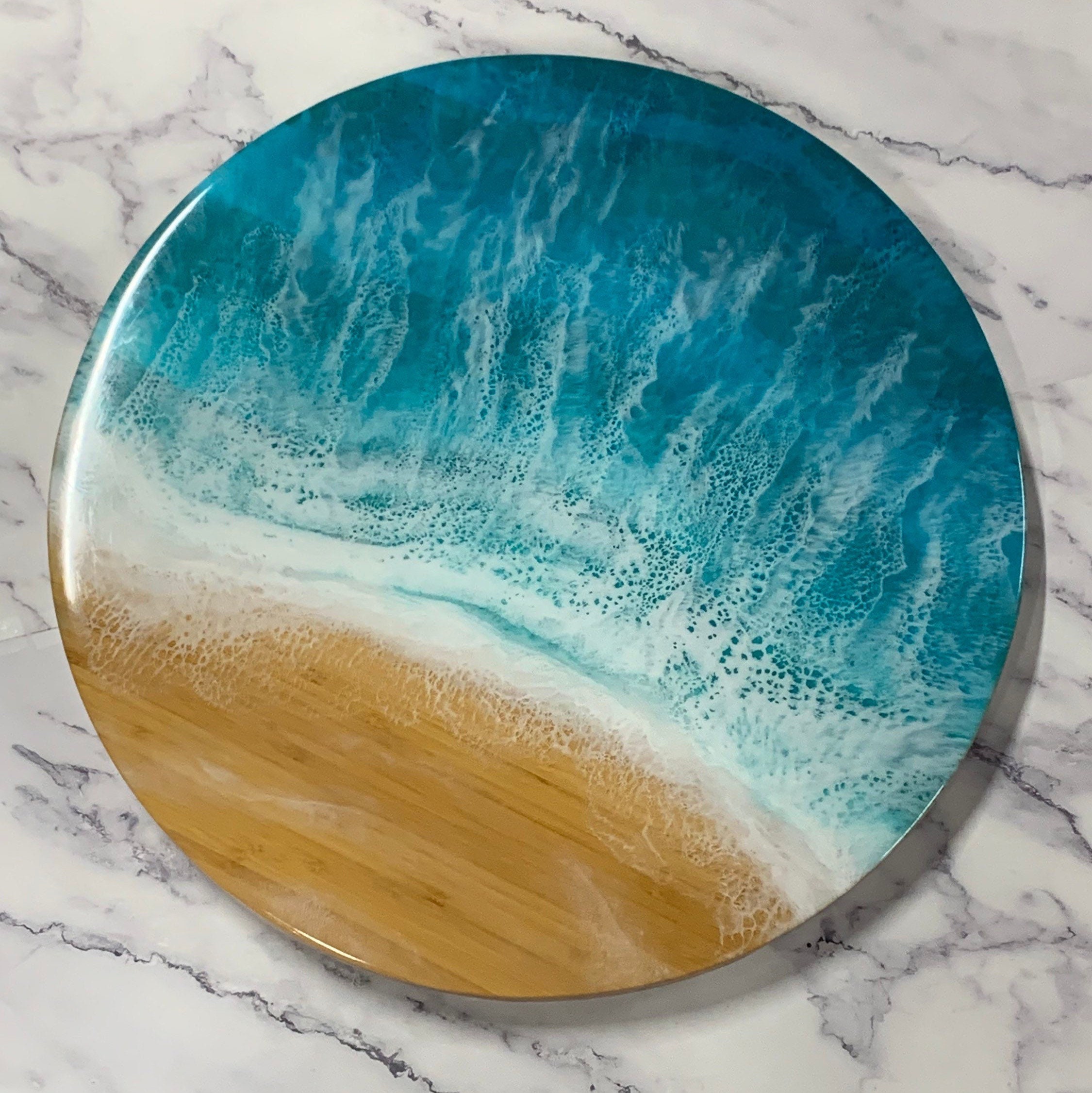 CUSTOM Ocean Resin Lazy Susan, Personalised Turntable, Beach Home Decor ...
