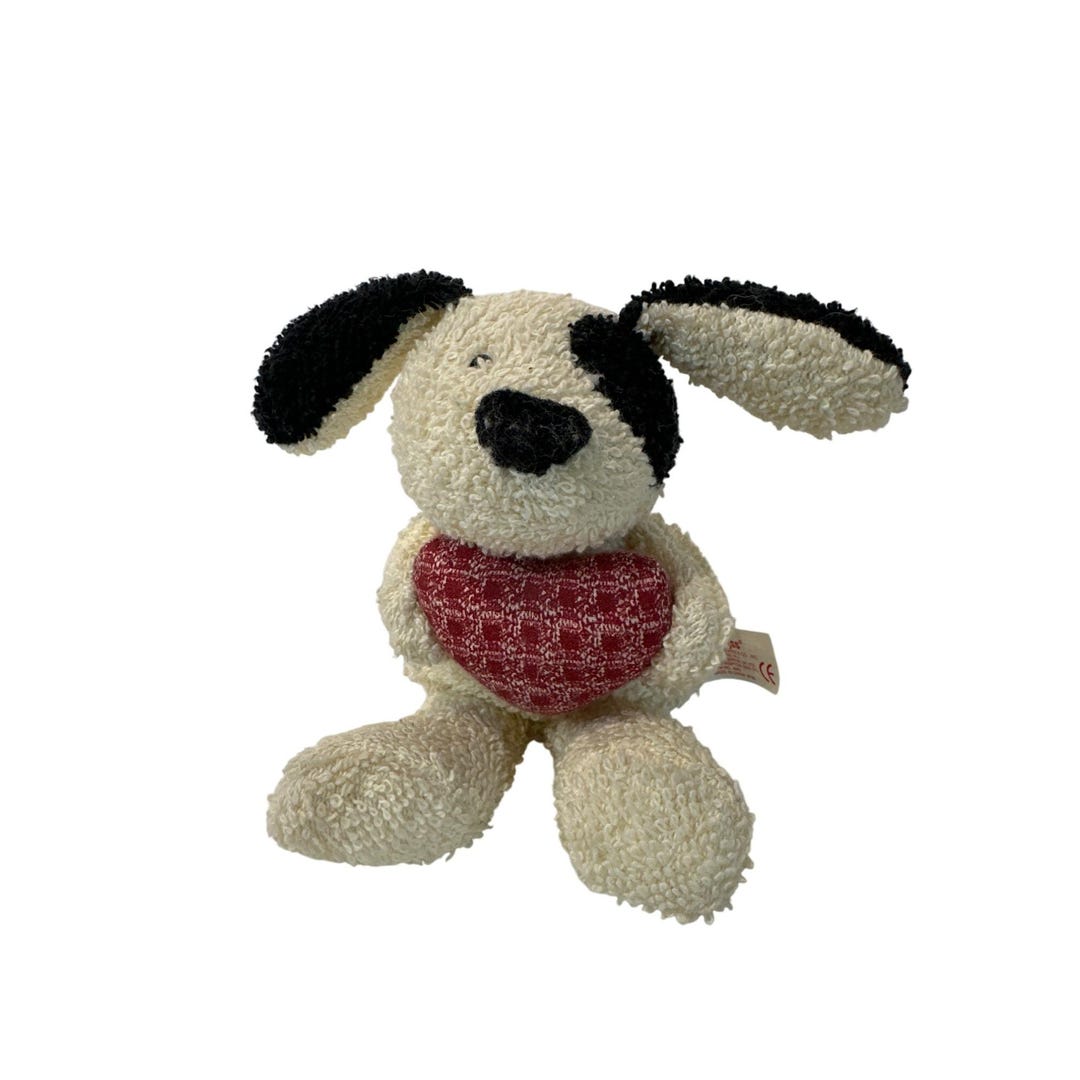 VTG Russ Berrie Home Buddies Plush Cream Dog Red Heart Stuffed Animal ...