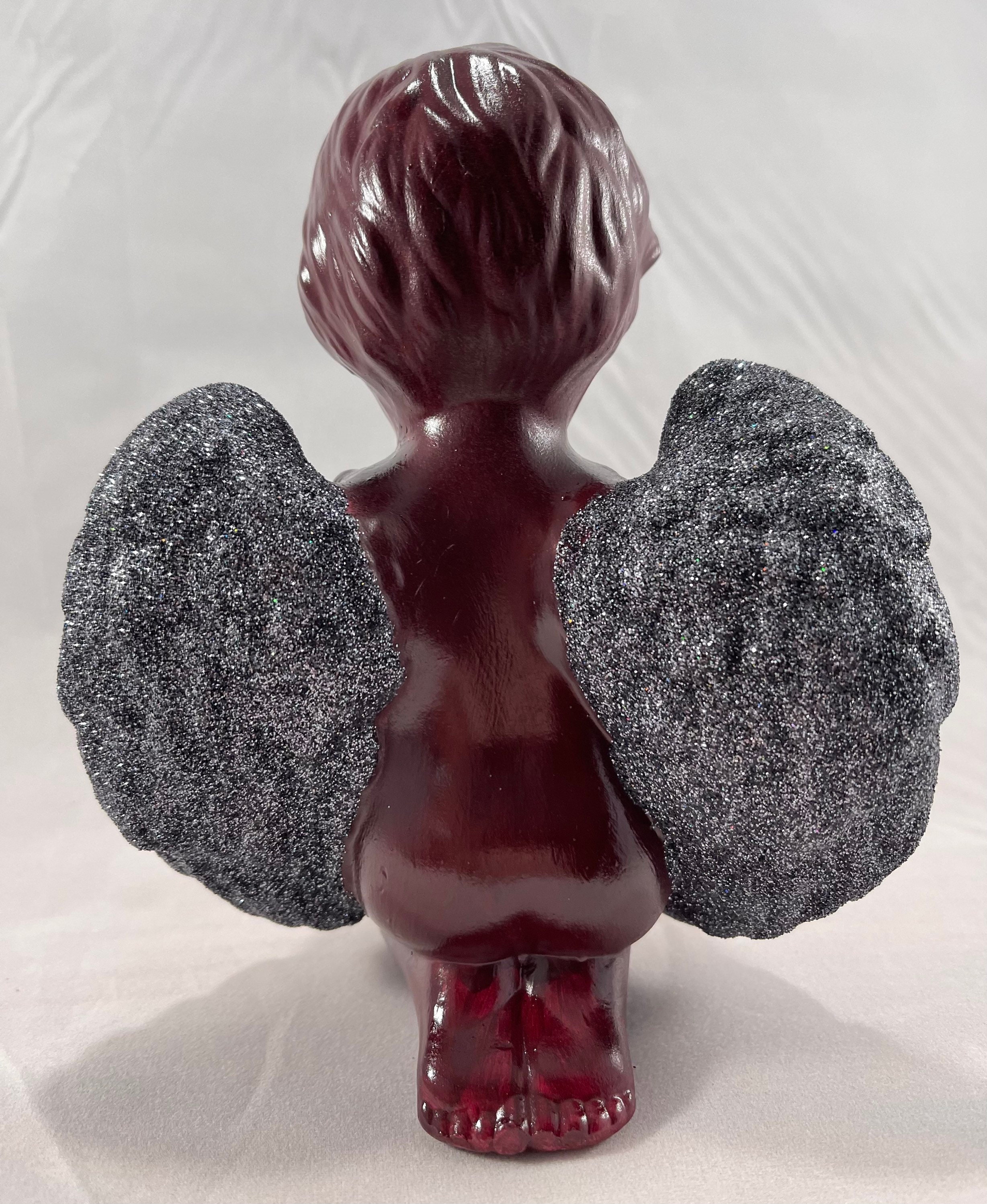 Dark Red Cherub With Dark Silver Wings - Etsy