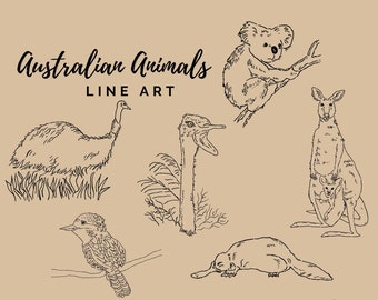 Hand Drawn Animal Black and White Clipart - Etsy UK