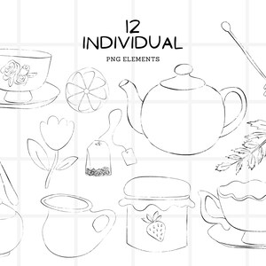 Tea Time Clip Art Bundle, Tea Party Clipart, Springtime Hand Drawn ...