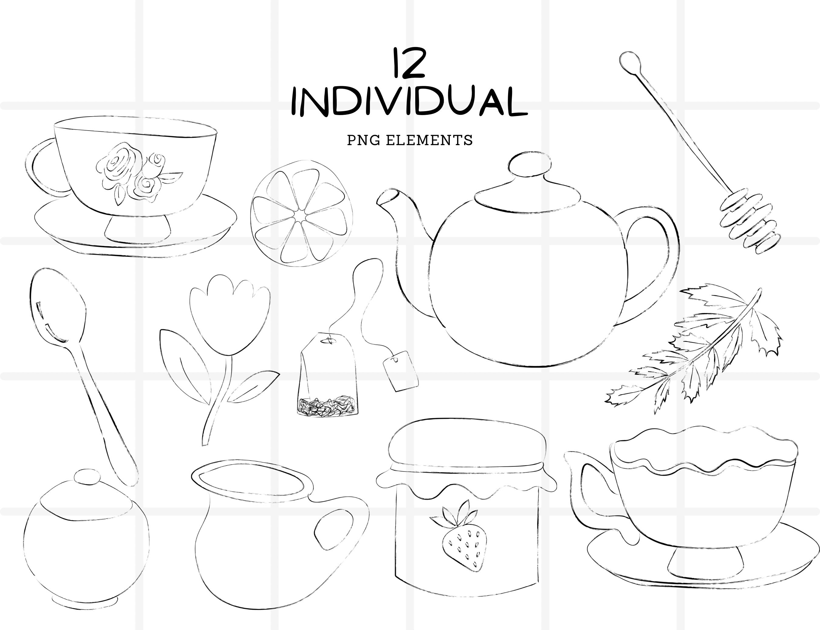 Tea Time Clip Art Bundle, Tea Party Clipart, Springtime Hand Drawn ...