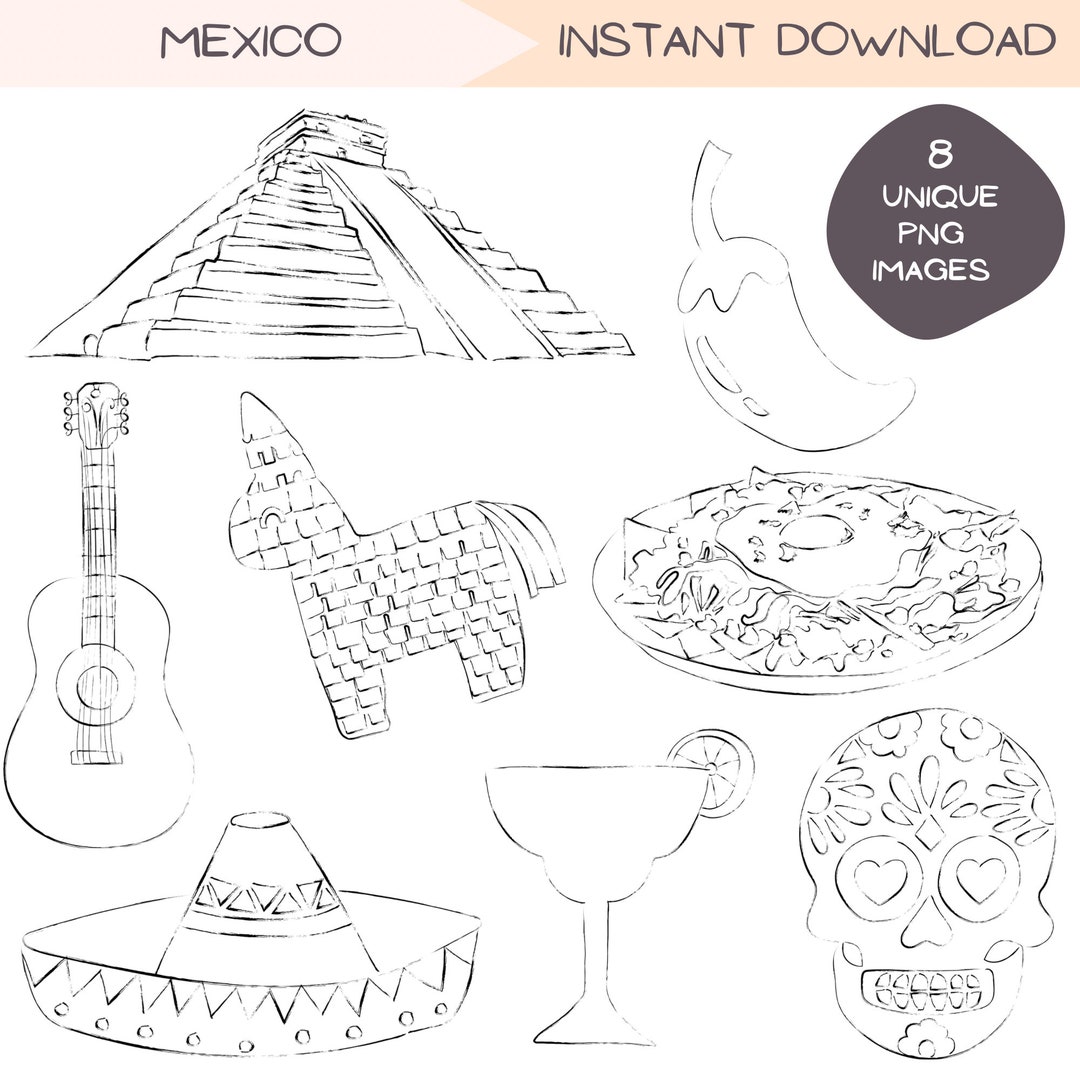 Mexico Clipart Bundle, Fiesta PNG Set, Day of the Dead Clip Art Designs ...