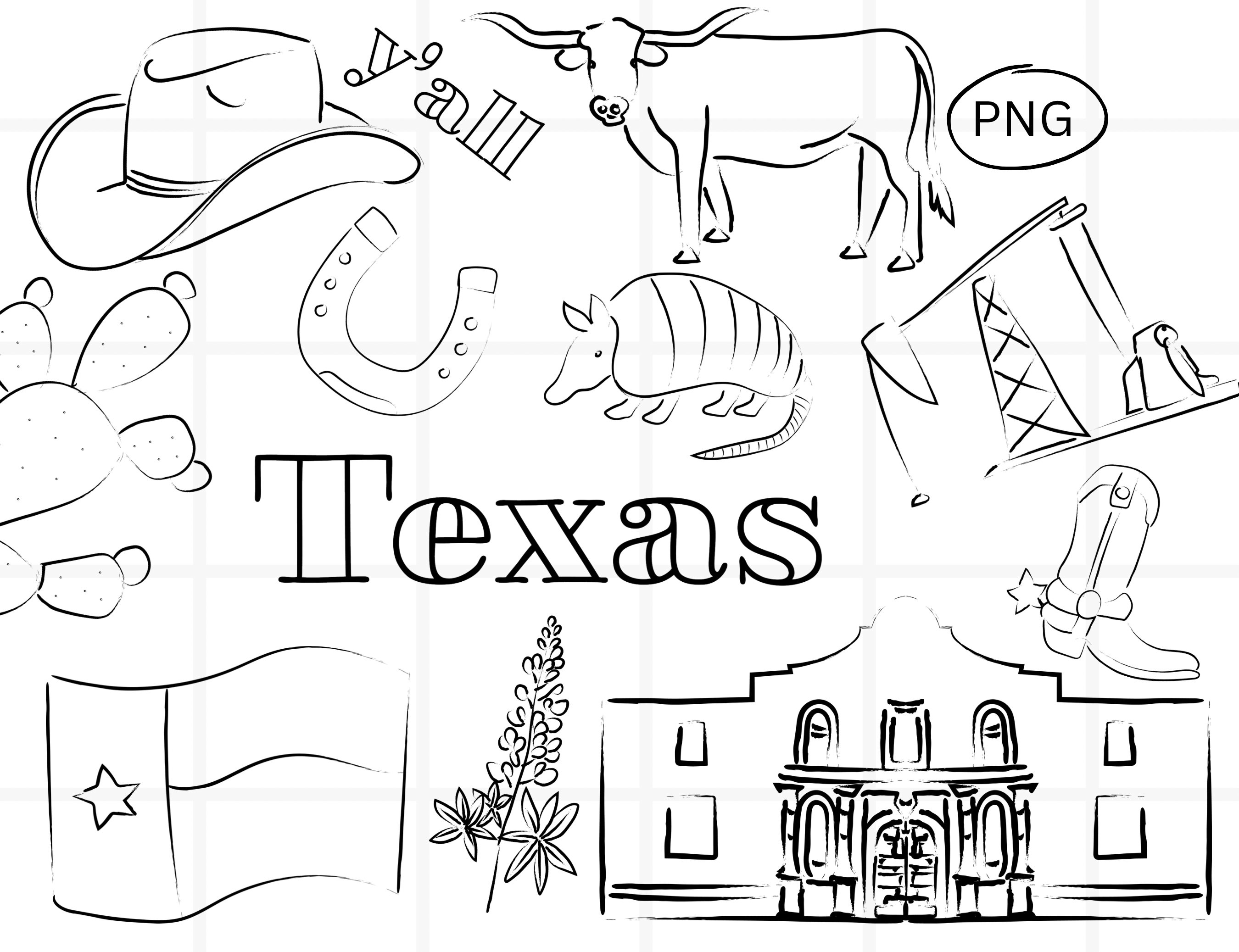 Texas Clipart Bundle, Southwest Travel Clip Art Designs, Minimalist ...