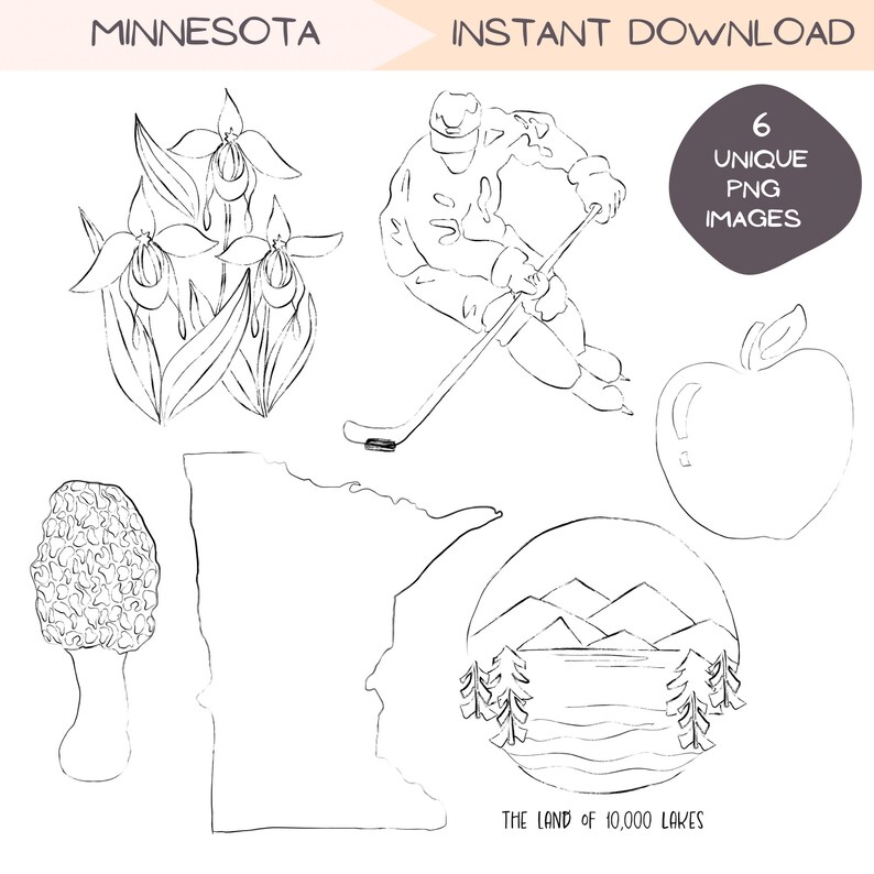 Minnesota Clipart Bundle, Midwest Travel Clip Art Designs, Printable ...