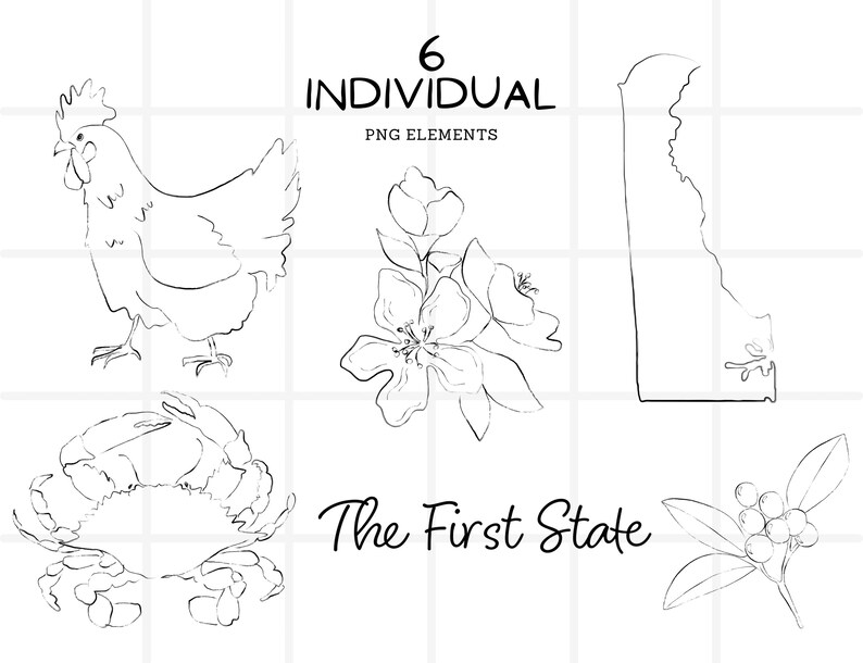Delaware State Clipart Bundle, US Travel Clip Art Designs, Minimalist ...