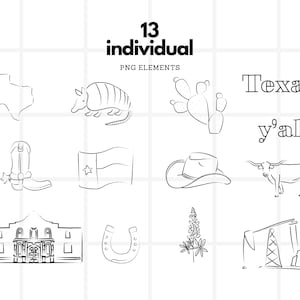 Texas Clipart Bundle, Southwest Travel Clip Art Designs, Minimalist ...