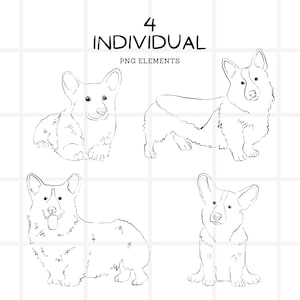 Corgi Clip Art Bundle, Hand Drawn Illustration Sketch Line Art, Cute ...