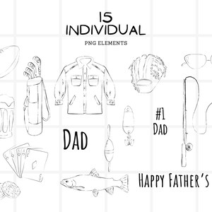Fathers Day Line Art Clip Art Bundle, 1 Dad Clipart Simple Minimalist ...