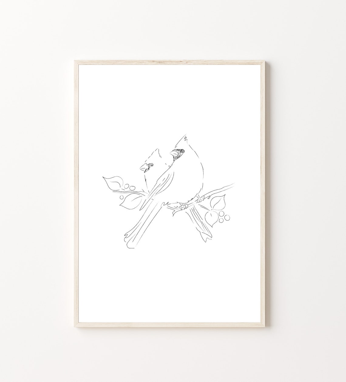 Cardinal Clip Art Bundle, Simple Winter Nature Line Art Clipart, Bird ...