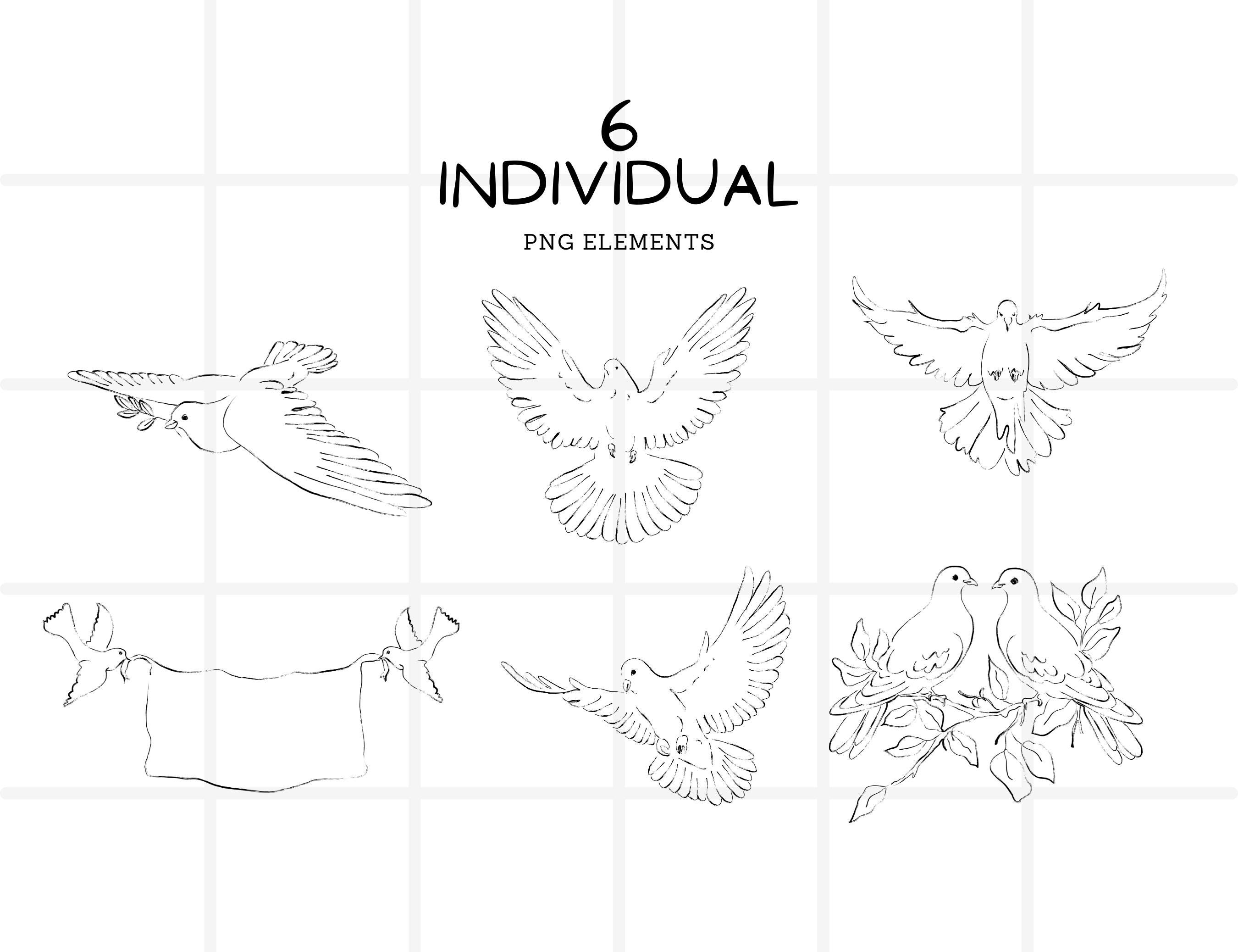 Wedding Dove Clipart PNG | Romantic Lovebird Graphics for Invitations ...