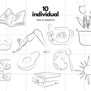 Self-care Clip Art Bundle, Healthy Living Clip Art, Simple Line Art ...