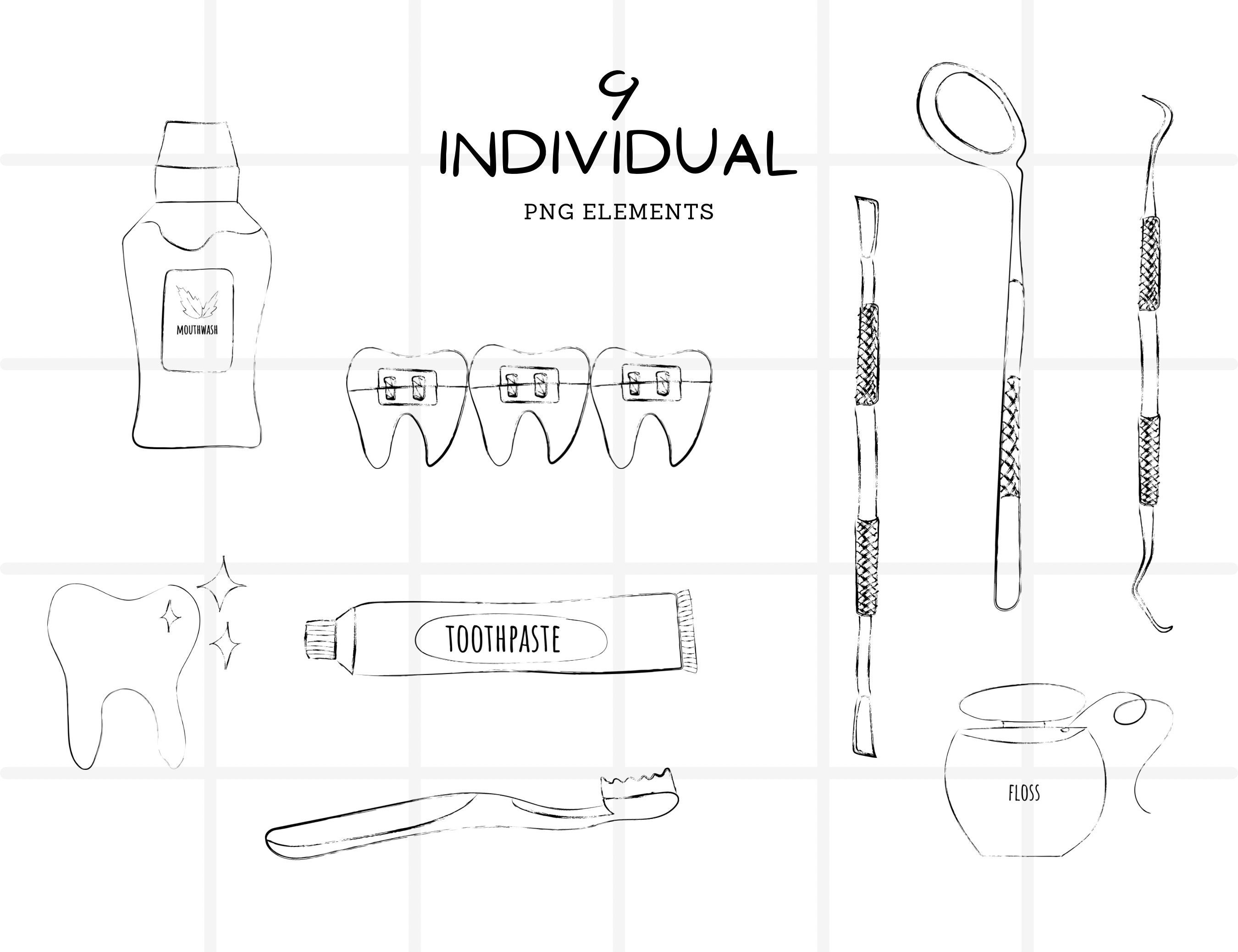 Dentist Clip Art Bundle, Dental Office Hygienist Clipart, Simple Line ...