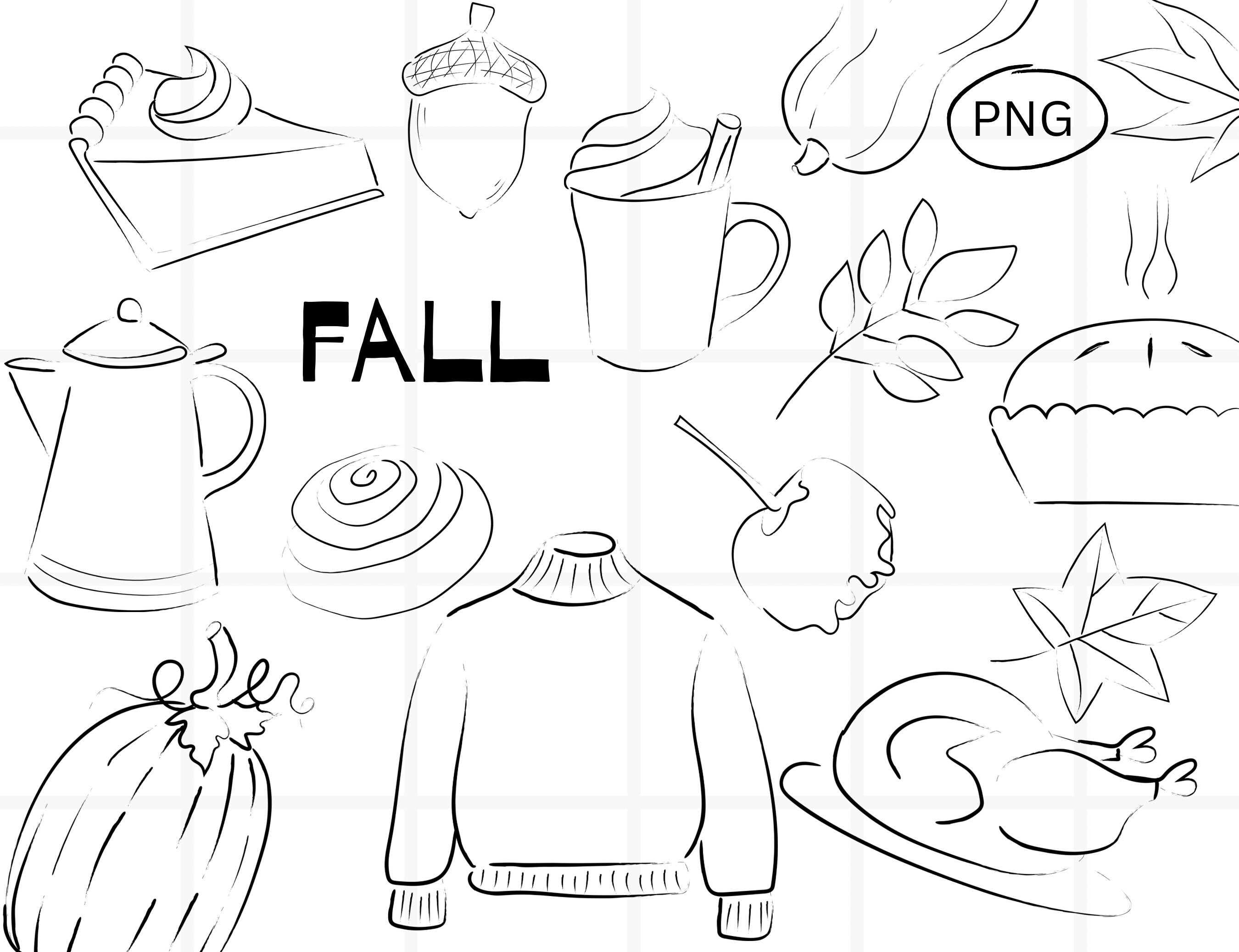 4 Seasons Clipart Bundle, Huge Icon Set Hand-drawn Transparent Pngs ...