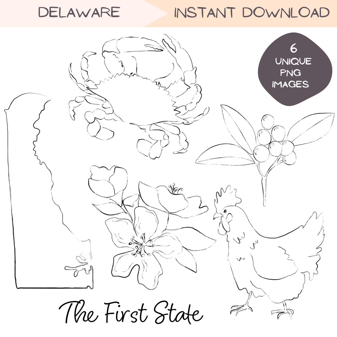 Delaware State Clipart Bundle, US Travel Clip Art Designs, Minimalist ...