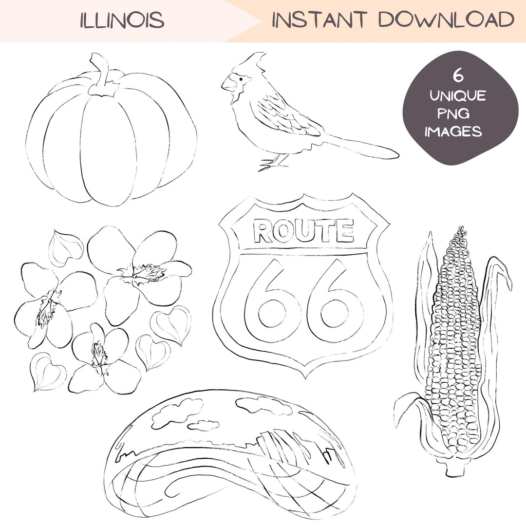 Illinois Clipart Bundle, Midwest Travel Clip Art Designs, Minimalist ...